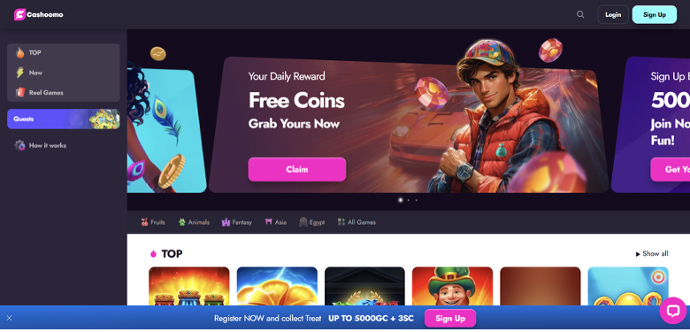 Cashoomo Casino Sign-Up Bonus 2025 - Get 4,000 GC + 3 SC